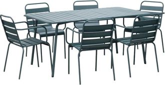 M&S Collection M&s - Ensemble table de jardin + 6 fauteuils en m&eacute;tal vert sapin - baca
