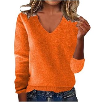 Generic Pull Cachemire Femme Chic et Elegant Laine Ample Pulls Fin Femmes Manche Longue Grande Taille Tops Couleur Unie Hauts Pull en Tricot Femme Hiver Col V