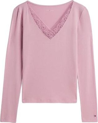 Tommy Hilfiger T-shirt col V dentelle uni