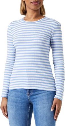 Pieces Pcruka Ls Top Noos T-Shirt à Manches Longues pour Femme, Hydrangea/Rayures : Cloud Dancer, S