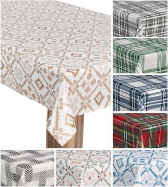 Laro Wachstuch-Tischdecke Wachstischdecke Gartentischdecke, Muster:Raute Braun Weiß, Größe:90x120