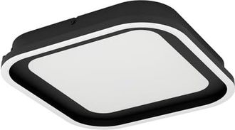 Eglo LED Deckenleuchte Calagrano, dimmbare Deckenlampe mit Fernbedienung, quadratische Deckenbeleuchtung aus Metall in Schwarz und Kunststoff in Weiß, warm