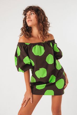 SKFK Damen vegan Kleid Silbane Braun/Gr&uuml;n