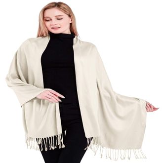 CJ Apparel Cremefarben Einheitliche Farbe Nepalesisch Schultertuch Schal Zweite Wahl Schultertücher Wrap Pashmina NEU