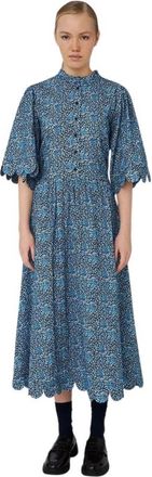Stella Nova Femme, Robes, Bleu, Taille: 38 FR Robe Midi Fleurie en Coton