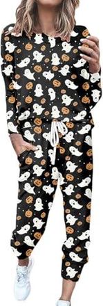 Generico Pyjama 2 pi&egrave;ces &agrave; manches longues doux pour femme, Noir, XXL