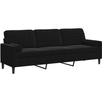 vidaXL Sofa 3-Sitzer mit Zierkissen Schwarz 210 cm Samt Vidaxl