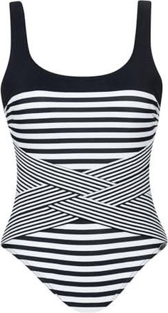 Sunflair 22235-005 Womens Black Striped Costume One Piece Swimsuit 46 - D Cup