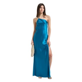 DANAM&Eacute; Danam&eacute;, Femme, Robes, Bleu, Taille: 36 FR Robe Longue &agrave; Encolure Asym&eacute;trique