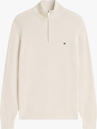 Tommy Hilfiger Pull droit &agrave; col zipp&eacute; en coton