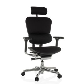 hjh OFFICE Bürostuhl ergonomisch ERGOHUMAN GEN2 Originales Design, 24h Einsatz, Bürosessel mit Flexibler Lordosenstütze, Sitzfläche gepolstert, Stoff Schwarz