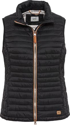 Camel Active Damen kurze leichte Steppweste mit elastischen B&uuml;ndchen Schwarz, womenswear-38