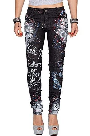 Cipo & Baxx Femme Jeans WD389-bans Noir W29/L34