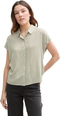 Tom Tailor Damen 1047035 Bluse, 37812-Vertical Green White Stripe, S