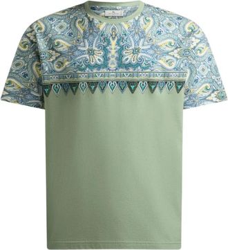 Etro Homme, Tops, Vert, Taille: M T-Shirt Col Rond Imprim&eacute; Cachemire Etro