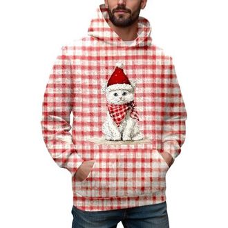 Generic Pull de Noël 2025 pour homme, fantaisie, moche, imprimé graphique 3D, sweatshirt décontracté, fêtes de fin dannée, pull à capuche avec poche pour adul