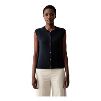 Marc O'Polo Gilet en laine dagneau - Femme - Pulls - Bleu - Taille: 40 FR