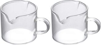 Hemoton 2 Stück 75Ml Glas Doppelter V-Förmiger Ausguss Espressotassen, Borosilikatglas Milchkännchen Für Kaffee, Milch, Soßen, Mini Servierschalen