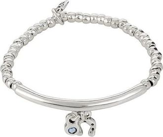 Uno De 50 UNOde50 Bracelet élastique plaqué argent avec tubulure et charme avec cristal vert et fer à cheval