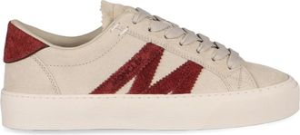 Moncler Femme, Chaussures, Beige, Taille: 37 EU Monaco2 Leather Baskets