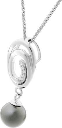 Orphelia Damen-Anhänger met Kette 925 Silber rhodiniert Zirkonia weiß Brillantschliff Perle-ZH-7116