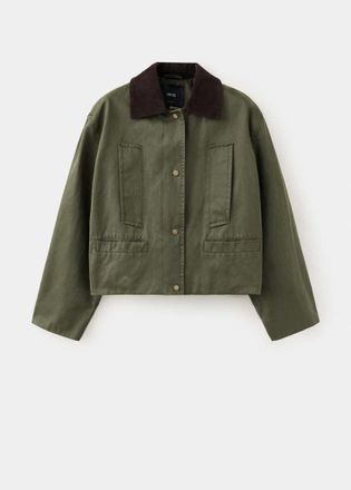 Mango Veste &agrave; col en velours c&ocirc;tel&eacute; kaki - Femme - XXS - MANGO
