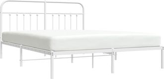 vidaXL Cadre de lit métal sans matelas et tête de lit blanc 160x200 cm Vidaxl