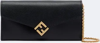 Fendi Portefeuille &agrave; cha&icirc;ne FF Diamonds en cuir