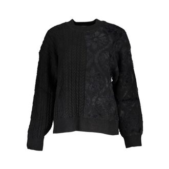 Desigual Eleganter Rollkragenpullover mit Kontrastdetails - - Knitwear - Damen - Schwarzk - XL