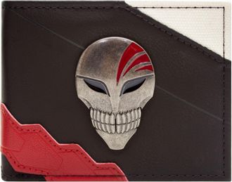 Manga Bleach Ichigo Kurosaki Hollow Masken Metallabzeichen Geldb&ouml;rse/Geldbeutel Bi-Fold ID & Kartenhalter, Schwarz