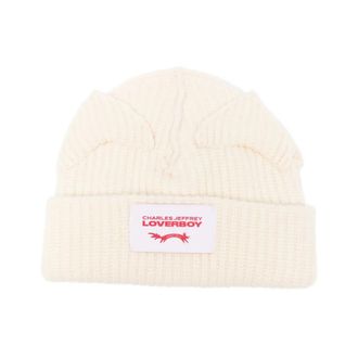 Charles Jeffrey Loverboy Beige Strickm&uuml;tze mit Tierohren - - Accessories - Herren - Beige - ONE SIZE