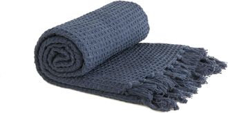 Emma Barclay Überwurf, Baumwolle, Navy, 70x100 (178x254cm)