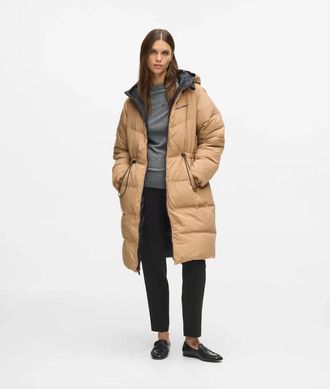 Karl Lagerfeld Femme, Manteaux, Beige, Taille: 42 FR Doudoune r&eacute;versible &agrave; capuche