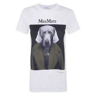Max Mara MXM Calca Klassisches Print-T-Shirt - - Tops - Damen - Wei&szlig; - S