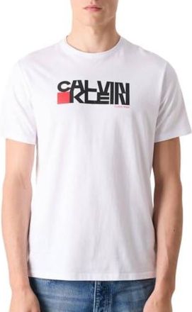 Calvin Klein T-Shirt Manches Courtes Homme Redbox Graphic Tee avec Logo, Blanc (Brilliant White), S