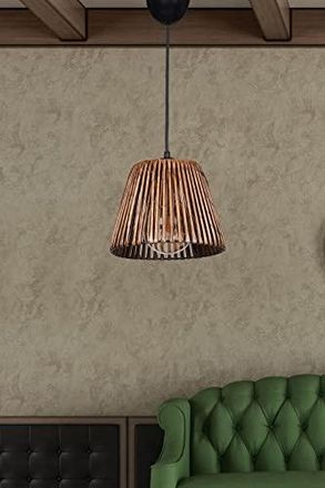 Opviq Industrial Scandinavian Chandelier, Wooden Body, 20 cm Diameter, 75 cm Height, Antiquation Finish, 3 x E27 Socket (Bulb Not Included) | Perfect for Co