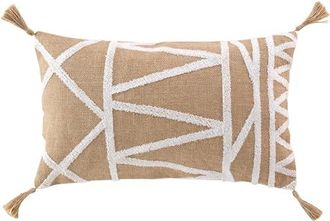 Douceur d'Intérieur Asmara Kissen mit abziehbarem Bezug (30 x 50 cm), einfarbiges Polycotton mit getufteter Jute