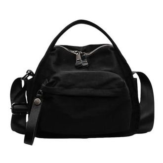 Generic Veluna Femmes Casual Sac Bandoulière Sac Bandoulière Solide Mode Fermeture Éclair Léger Grande Capacité pour Voyage Voyage, Noir, 8.66*10.24*5.12 inch