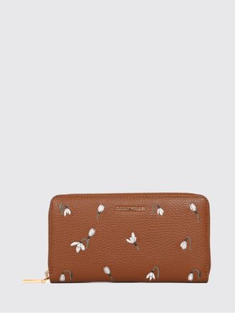 Coccinelle Continental-Geldb&ouml;rse aus genarbtem Leder mit Blumenstickerei