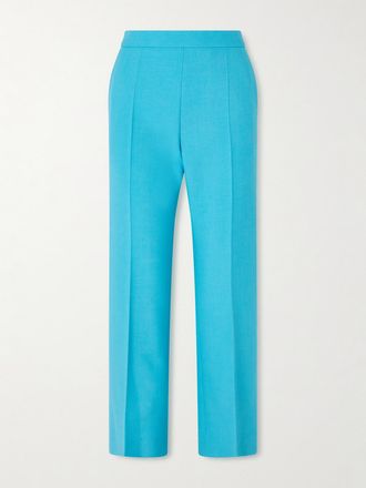 Chlo&eacute; Pantalon Droit En Cr&ecirc;pe De Laine - Bleu