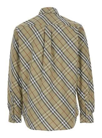 Burberry Mens Shirt Pointed Collar Beige Cotton
