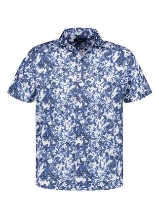 Ragman Herren Polo-Shirt blau,wei&szlig; gemustert