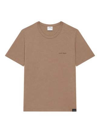Courrèges t-shirt à logo brodé - Marron