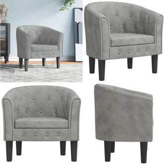 vidaXL Clubsessel Hellgrau Samt - Samtsessel - Sessel Hellgrau - Wohnraumgestaltung - Lounge Chair - Bequeme M&ouml;bel - Home & Living