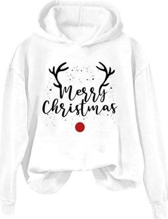 Generic Sweat à capuche de Noël pour femme à manches longues, pull de Noël pour femme avec capuche, sweatshirt Chirstmas avec imprimé renne Sweat à capuche dr