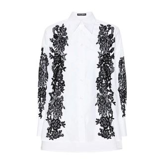 Dolce & Gabbana Femme, Blouses et Chemises, Blanc, Taille: 38 FR Chemise D&eacute;contract&eacute;e avec Design Unique