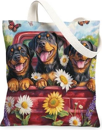 Generic Sac fourre-tout en toile motif chien japonais pour faire du shopping, 33 x 38,1 cm, sac d&eacute;picerie r&eacute;utilisable pour femme, animal de compagnie, peintu
