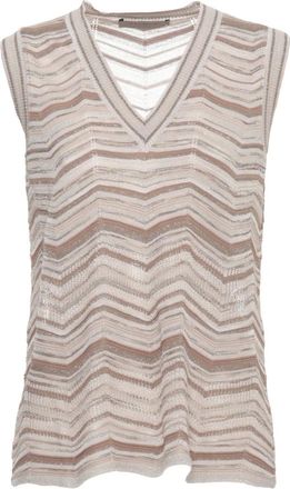 D.exterior Femme, Tops, Beige, Taille: 40 FR Top sans manches &agrave; col en V