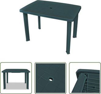 vidaXL Gartentisch Schirmloch - Gartentisch Gr&uuml;n 101 x 68 x 72 cm Kunststoff