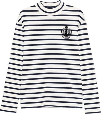 Balmain Gestreiftes Langarmshirt - Weiß